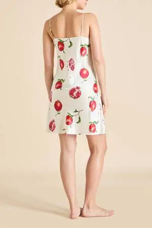 Olivia Von Halle Venus Allegra Pomegranate Slip Dress - Ivory
