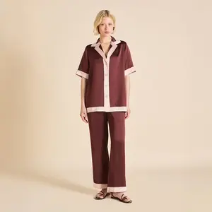 Olivia Von Halle Tilda Bordeaux Pajamas - Burgundy