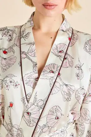 Olivia Von Halle Mimi Rosalia Floral Robe - Ivory