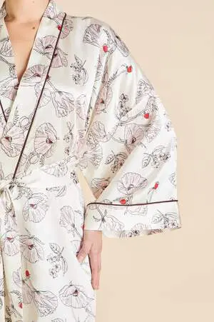 Olivia Von Halle Mimi Rosalia Floral Robe - Ivory