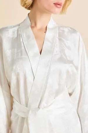 Olivia Von Halle Mimi Liliana Floral Robe - Ivory