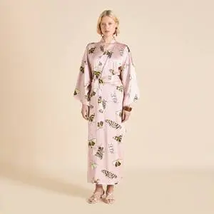 Olivia Von Halle Queenie Elda Moth Robe - Pink