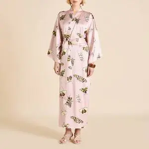 Olivia Von Halle Queenie Elda Moth Robe - Pink