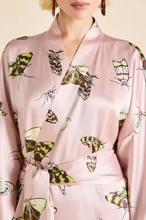 Olivia Von Halle Queenie Elda Moth Robe - Pink
