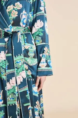 Olivia Von Halle Capability Giotto Plate Robe - Blue