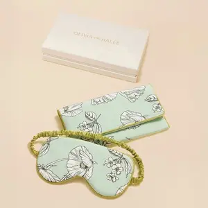 Olivia Von Halle Audrey Delfina Floral Eye Mask - Green