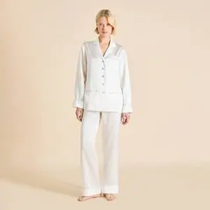 Olivia Von Halle Coco Powder Blue Pajamas - Ivory