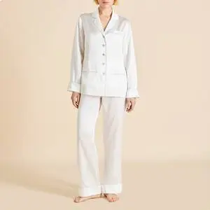 Olivia Von Halle Coco Powder Blue Pajamas - Ivory