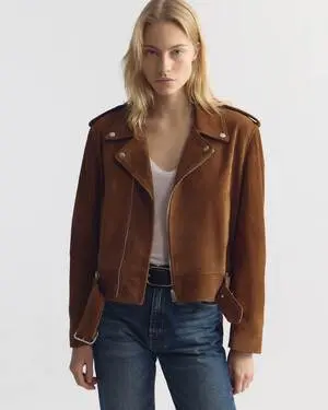 NILI LOTAN Evel Biker Suede Jacket