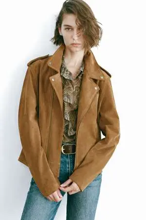 NILI LOTAN Evel Biker Suede Jacket