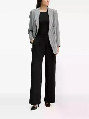 Sisley Striped Double-breasted Blazer - Grey