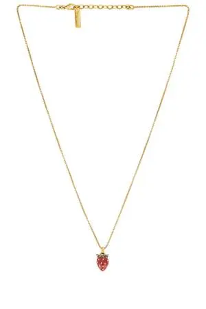 Saint Laurent Strawberry Pendant Necklace In Metallic Gold,red - Dore  Vert  & Rouge