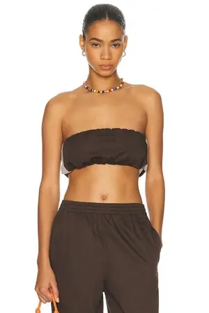 Miu Miu Bandeau Top In Brown - Cacao & Kaki