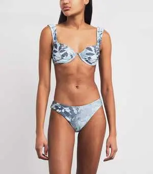 Simkhai Printed Anniston Balconette Bikini Top - Blue