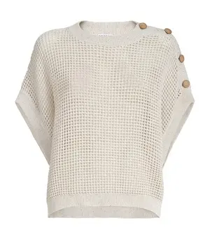 Brunello Cucinelli Cotton-blend Net Top - Beige
