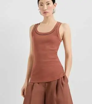 Brunello Cucinelli Stretch-cotton Ribbed Tank Top - Red