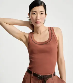 Brunello Cucinelli Stretch-cotton Ribbed Tank Top - Red