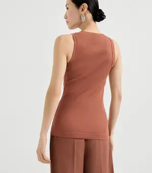 Brunello Cucinelli Stretch-cotton Ribbed Tank Top - Red