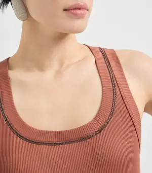 Brunello Cucinelli Stretch-cotton Ribbed Tank Top - Red