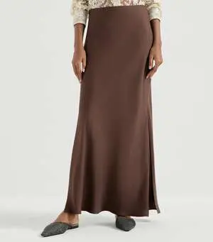 Brunello Cucinelli Twill Maxi Skirt - Brown