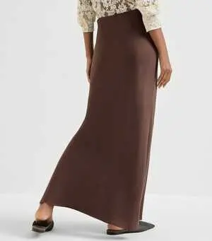 Brunello Cucinelli Twill Maxi Skirt - Brown