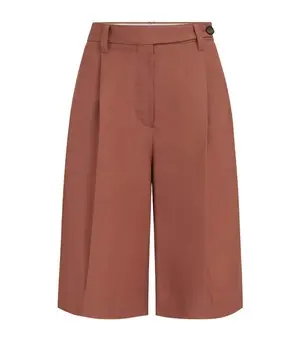 Brunello Cucinelli Twill Pleated Shorts - Red