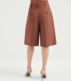 Brunello Cucinelli Twill Pleated Shorts - Red