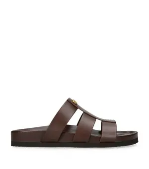 Valentino Garavani Leather Studshield Slides - Brown