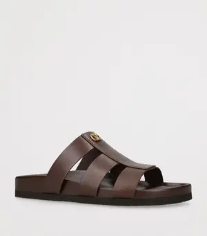 Valentino Garavani Leather Studshield Slides - Brown