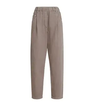 Brunello Cucinelli Cotton-linen Straight Trousers - Brown