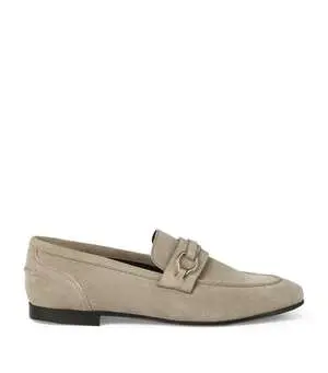 Brunello Cucinelli Suede Horsebit Loafers - Beige