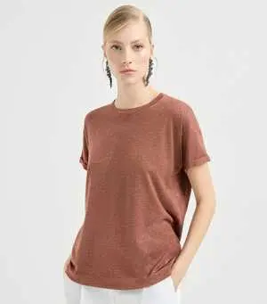 Brunello Cucinelli Cashmere-blend Sparkling T-shirt - Red