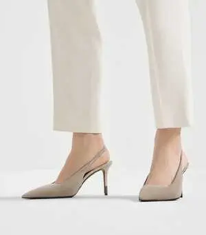 Brunello Cucinelli Suede Slingback Pumps 80