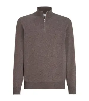Brunello Cucinelli Cashmere Half-zip Sweater - Brown