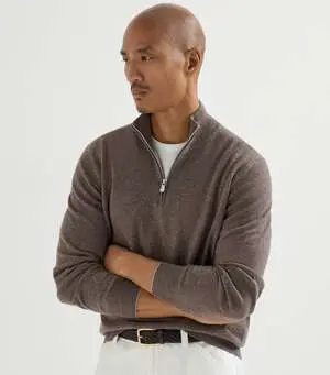 Brunello Cucinelli Cashmere Half-zip Sweater - Brown