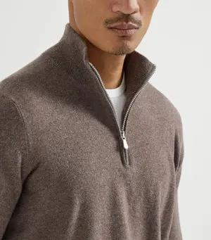 Brunello Cucinelli Cashmere Half-zip Sweater - Brown