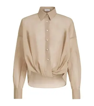 Brunello Cucinelli Cotton Organza Shirt - Brown