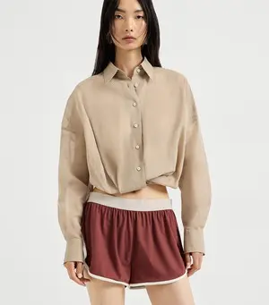 Brunello Cucinelli Cotton Organza Shirt - Brown