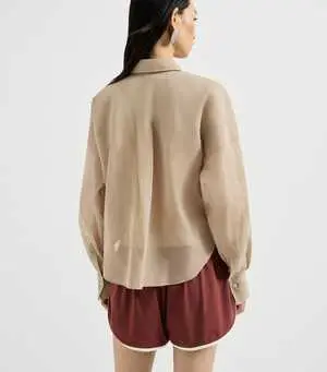 Brunello Cucinelli Cotton Organza Shirt - Brown