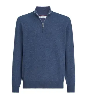 Brunello Cucinelli Cashmere Half-zip Sweater - Blue