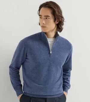 Brunello Cucinelli Cashmere Half-zip Sweater - Blue