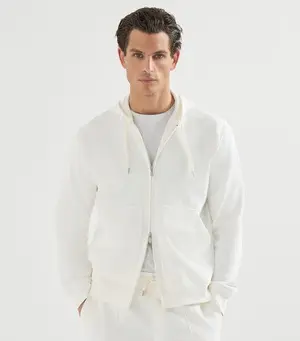 Brunello Cucinelli Cotton-blend Zip-up Hoodie - White