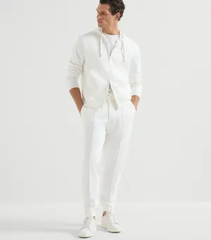 Brunello Cucinelli Cotton-blend Zip-up Hoodie - White