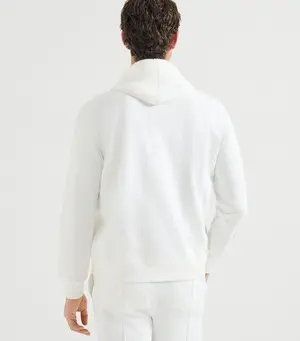Brunello Cucinelli Cotton-blend Zip-up Hoodie - White