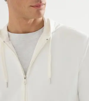 Brunello Cucinelli Cotton-blend Zip-up Hoodie - White