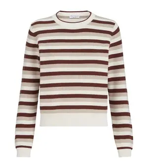 Brunello Cucinelli Cotton Stripe Sweater - White