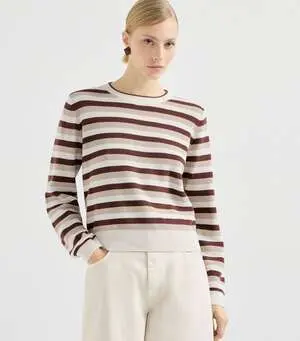 Brunello Cucinelli Cotton Stripe Sweater - White
