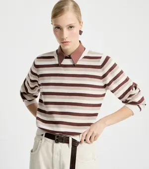 Brunello Cucinelli Cotton Stripe Sweater - White