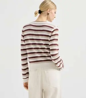 Brunello Cucinelli Cotton Stripe Sweater - White