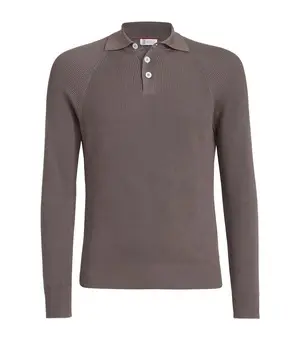 Brunello Cucinelli Cotton Polo Sweater - Brown